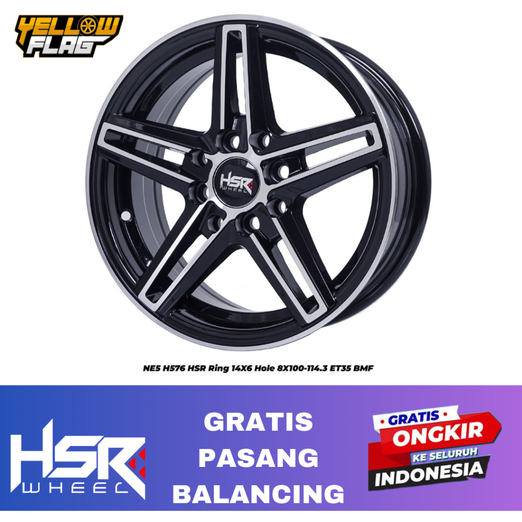 Jual Velg palang R14 x 6 rata hsr ne5 pcd 4x100-114 et35 dualtone pelek ...