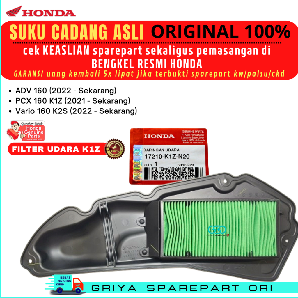 Jual Saringan Udara Vario 160 Original Filter Udara PCX Vario ADV 160 ...