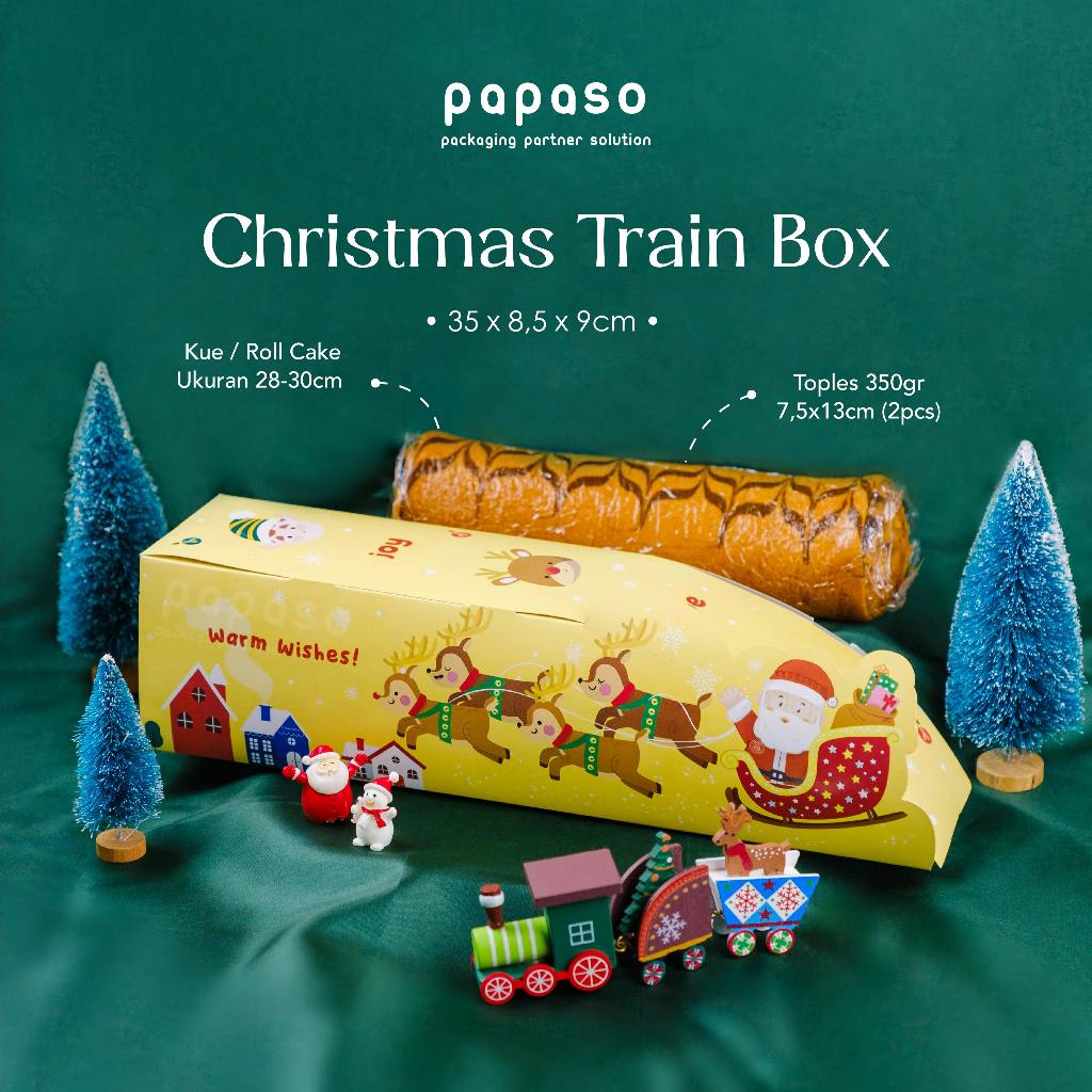 Jual Christmas Roll Cake Box Train Santa/ Hampers Box Natal Kereta ...