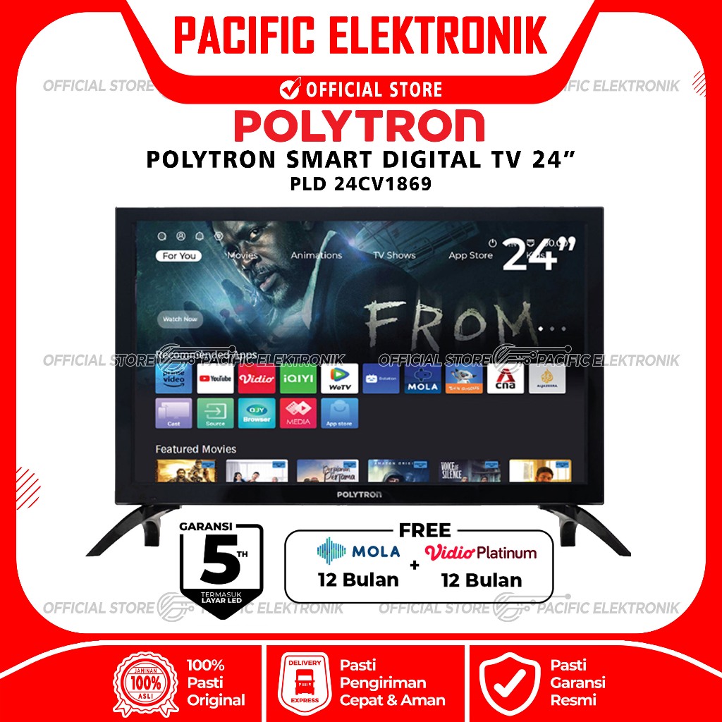 Jual Smart TV LED Polytron 24inch PLD 24CV1869 | Shopee Indonesia