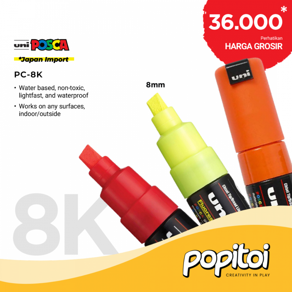 Jual UNI POSCA PC-8K Paint Marker (Broad Tip) Spidol warna warni PC 8K ...