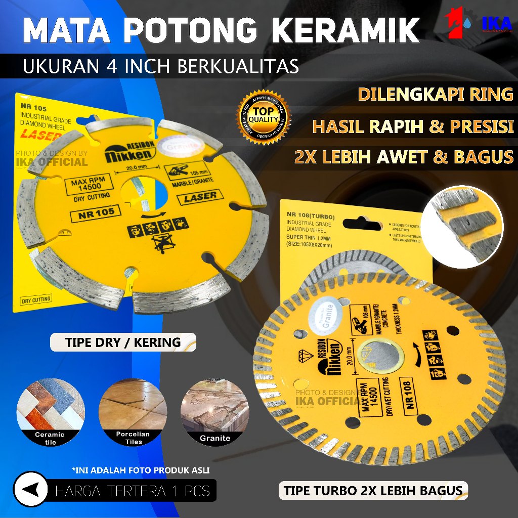 Jual Mata Potong Gerinda Turbo Nikken Resibon 4 inch Untuk Granit ...