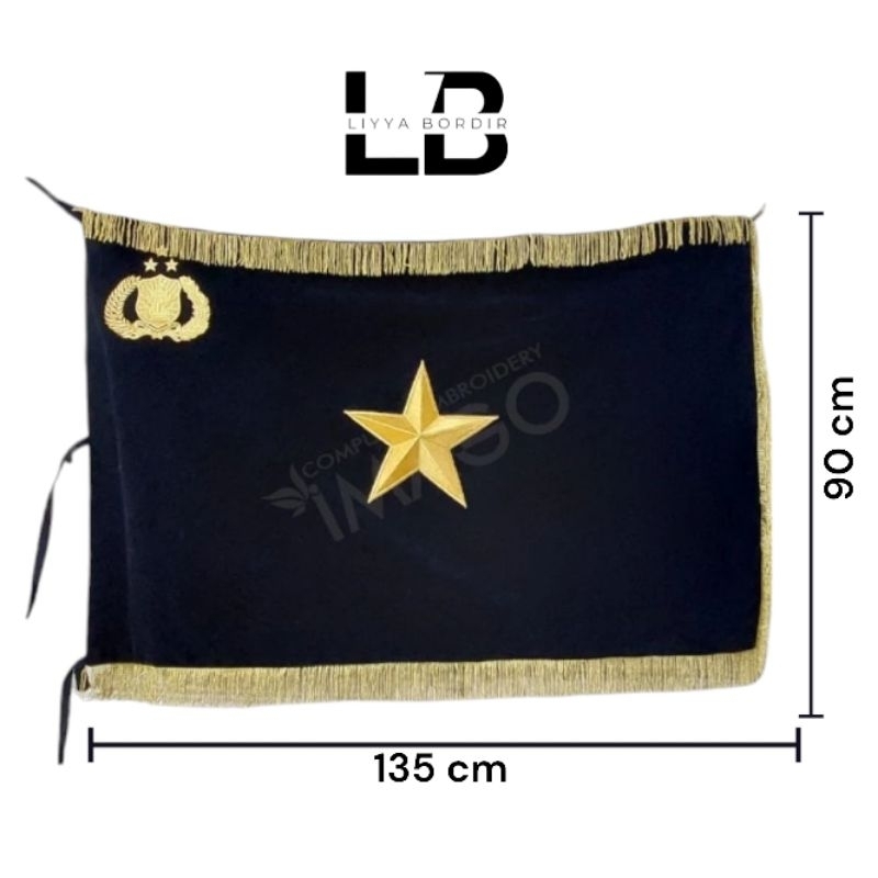 Jual Bendera Ruangan Pataka Logo POLRI Bintang satu Ukuran 90 cm x 135 ...