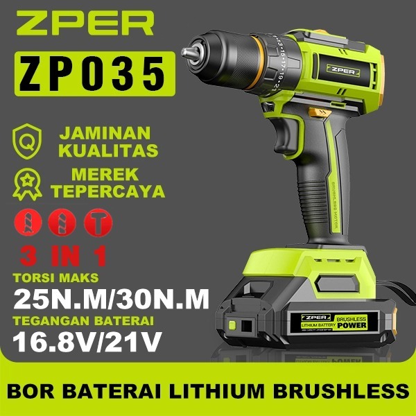 Jual ZPER Mesin Bor 3in1 Cordless Impact Drill Screwdriver ...