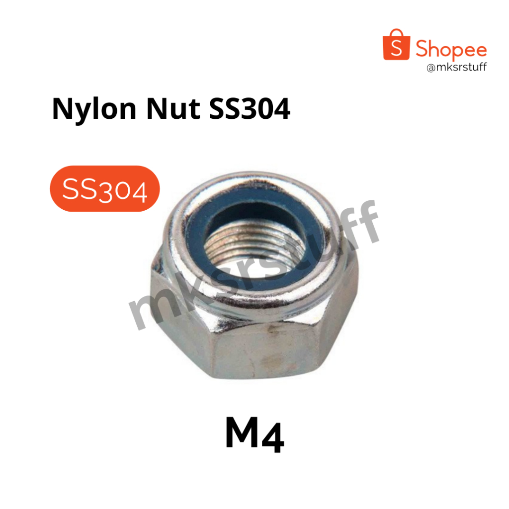 Jual SS304 Nylon Nut Stainless Steel 304 - M4, M5, M6, M8 | Shopee Indonesia