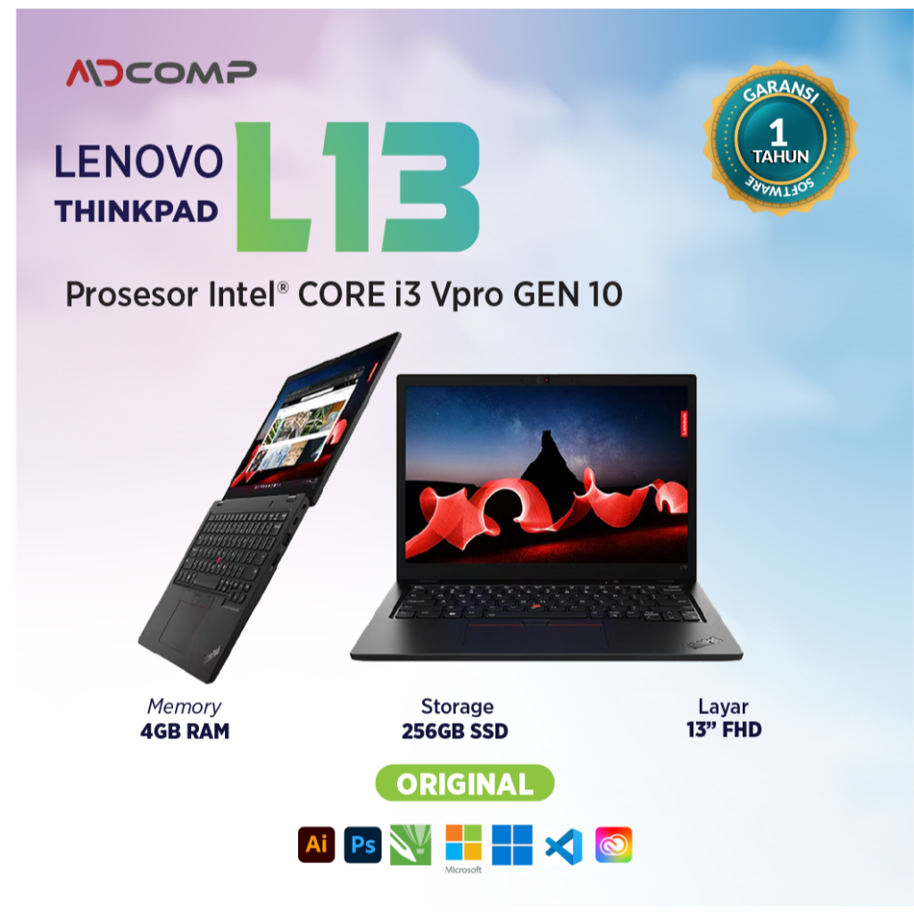 Jual Laptop Lenovo Thinkpad L13 Core i3 Gen10 Ram 4gb SSD 256gb Murah Bergaransi | Shopee Indonesia