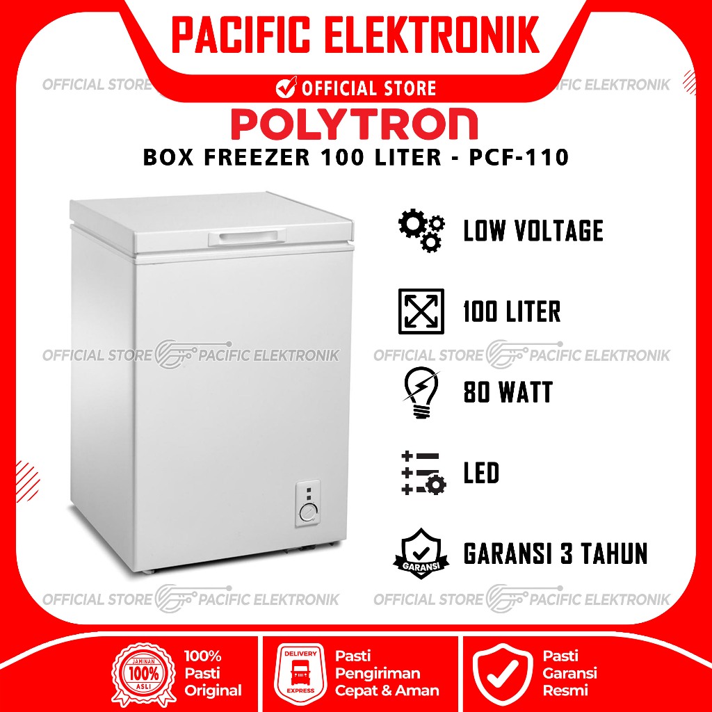 Jual Box Freezer / Chest Freezer Polytron 100 Liter PCF 118 / PCF118 ...