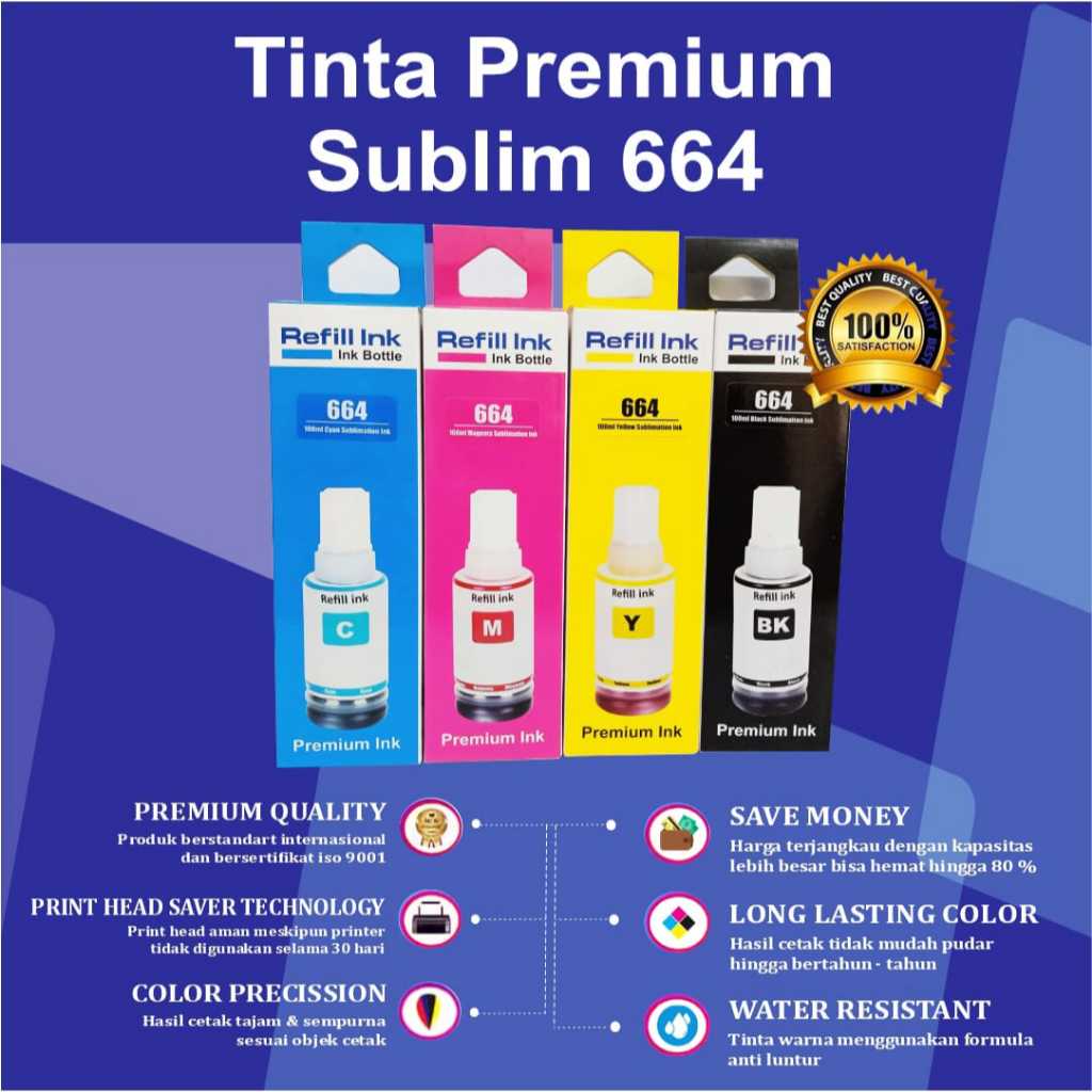 Jual Tinta Sublim 664 Epson 100ml Ink Sublime Printer L120 L121 L1300 ...