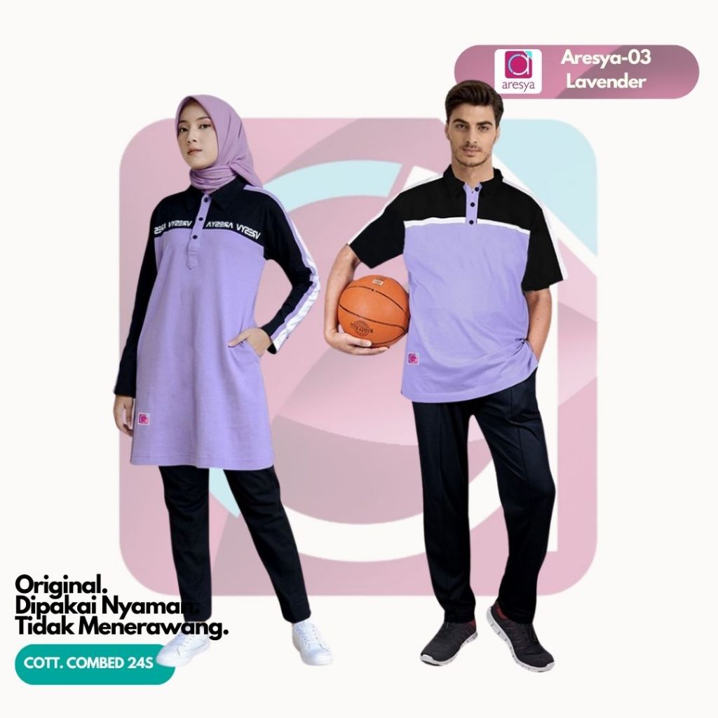 Jual ARESYA - Setelan Baju Olahraga Couple Pria Wanita Muslim Aresya-03 ...