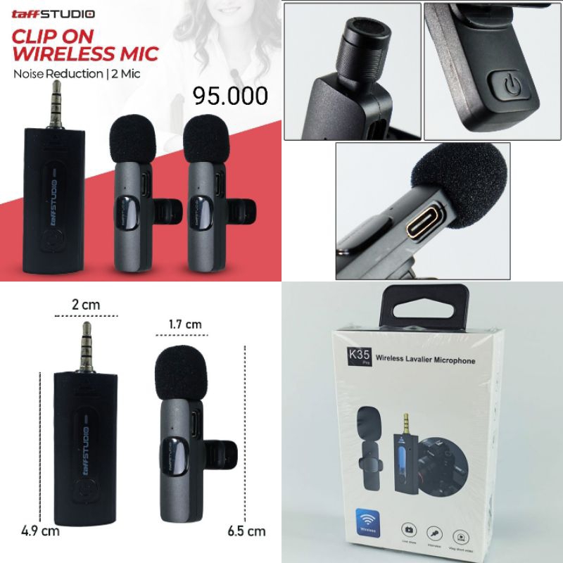 Jual TaffSTUDIO Clip On Double Mic Wireless Noise Reduction Vlogging ...