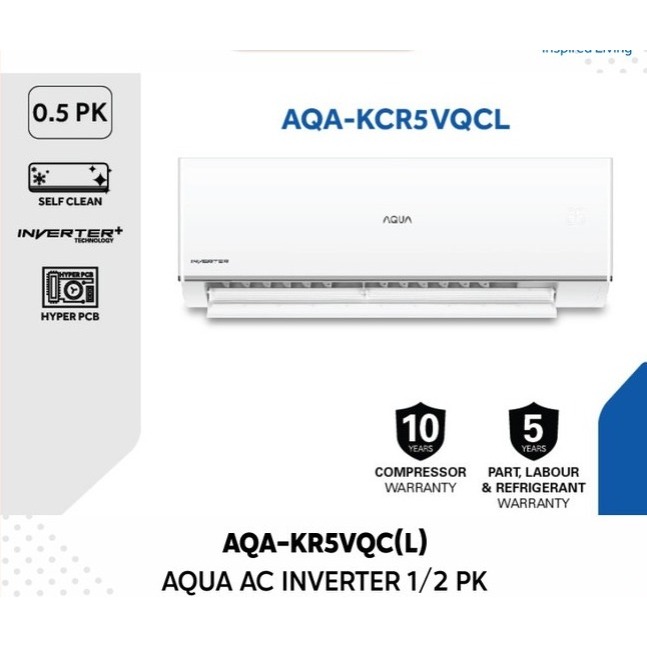 Jual AC AQUA 1/2 PK INVERTER AQA-KR5VQCL | Shopee Indonesia