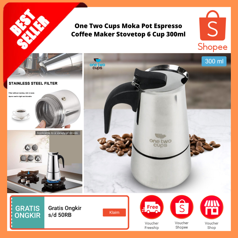 Jual Moka Pot Espresso Coffee Maker Stovetop 6 Cup 300ml / Mesin Kopi Moka Cangkir Espresso Teko ...