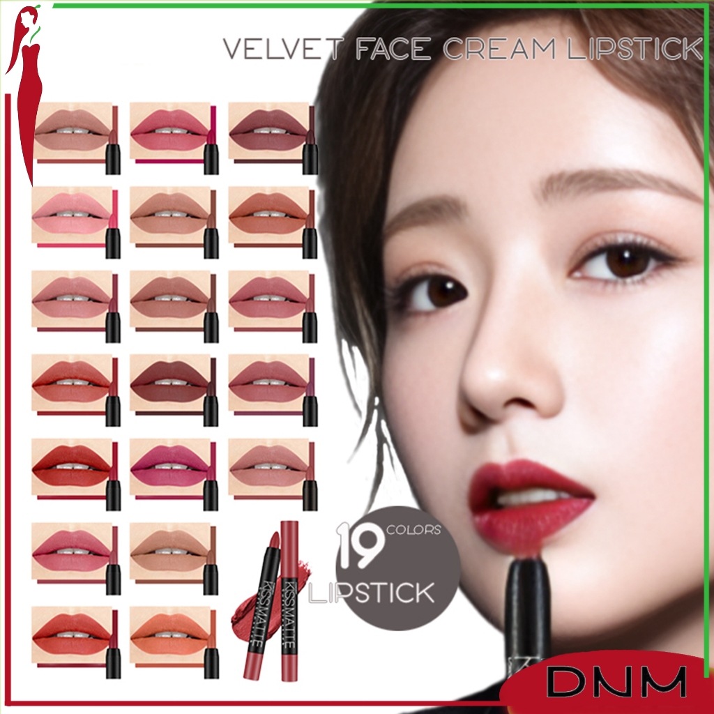 Jual DNM Pencil Lipstick Matte 19 Warna Kiss Matte Soft Lipstik Pensil ...