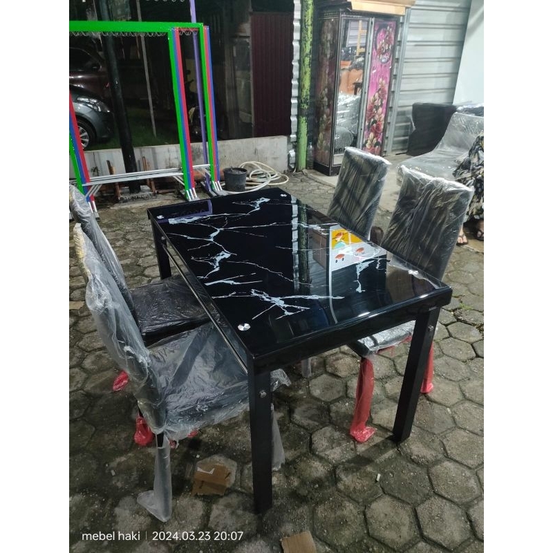 Jual meja makan kaca motip marmer,super mewah | Shopee Indonesia