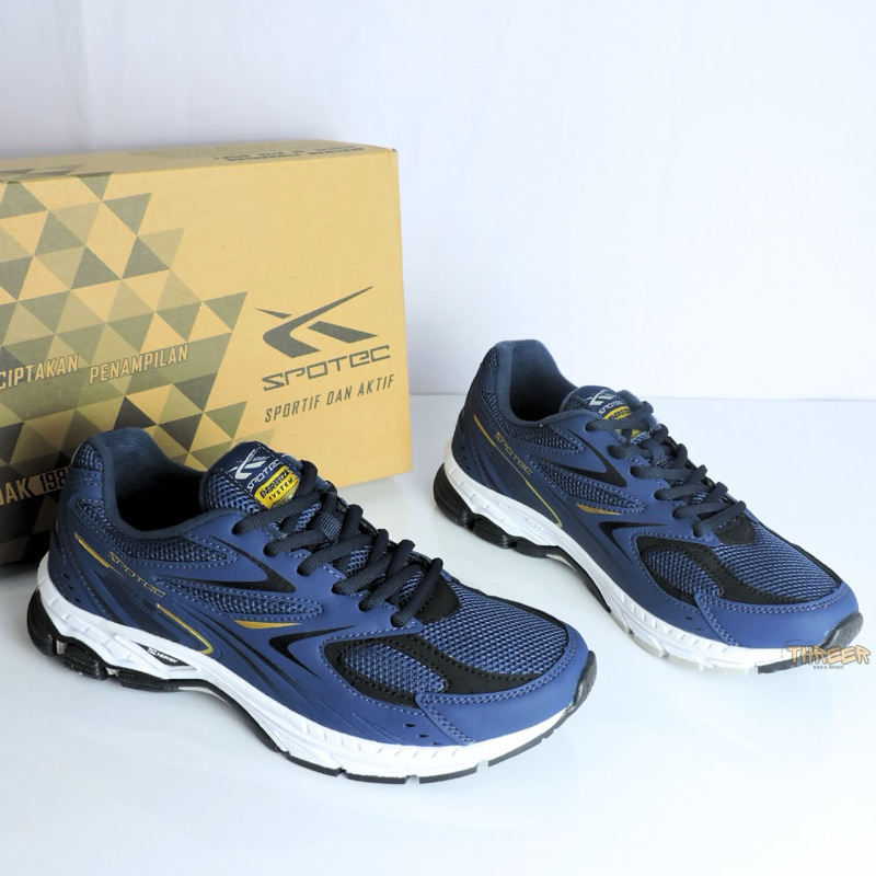 Jual Spotec Running Glade Sepatu Lari Pria Wanita Biru Tua Emas ...