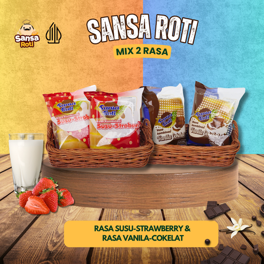 Jual Sansa Roti - Varian Mix 2 rasa Susu Strawberry & Vanilla Cokelat ...