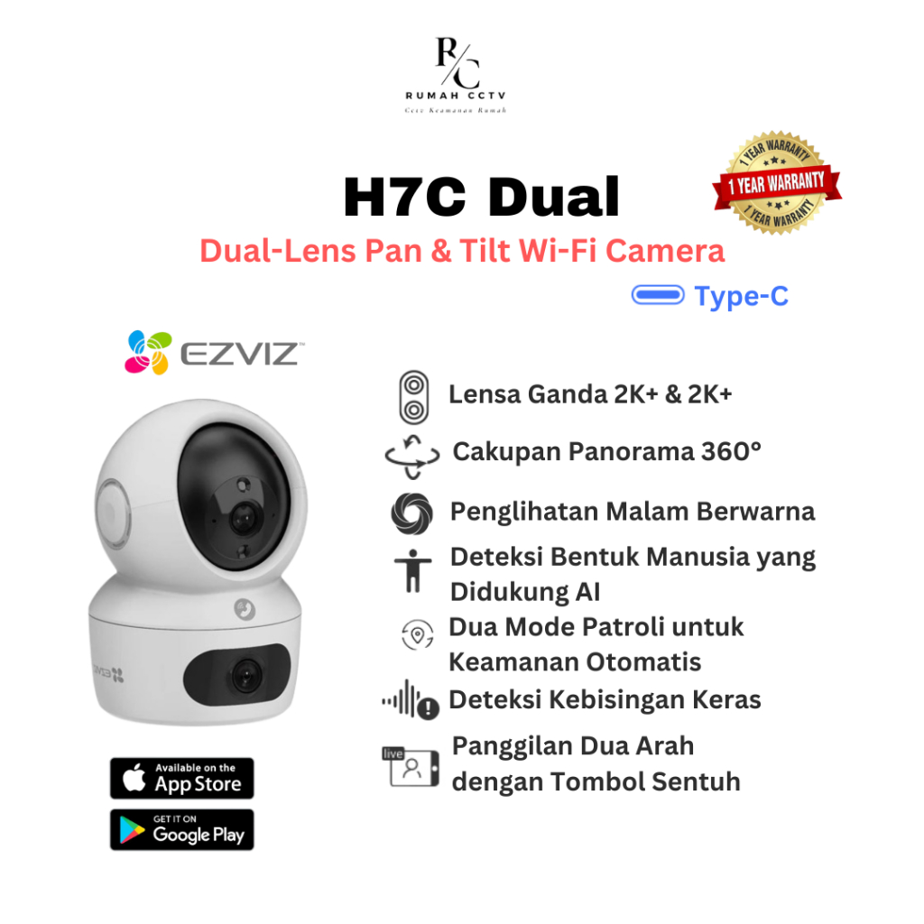 Jual EZVIZ - H7C 4Mp & 4Mp Dual-Lens Pan & Tilt Wi-Fi Camera 2k+ & 2k ...