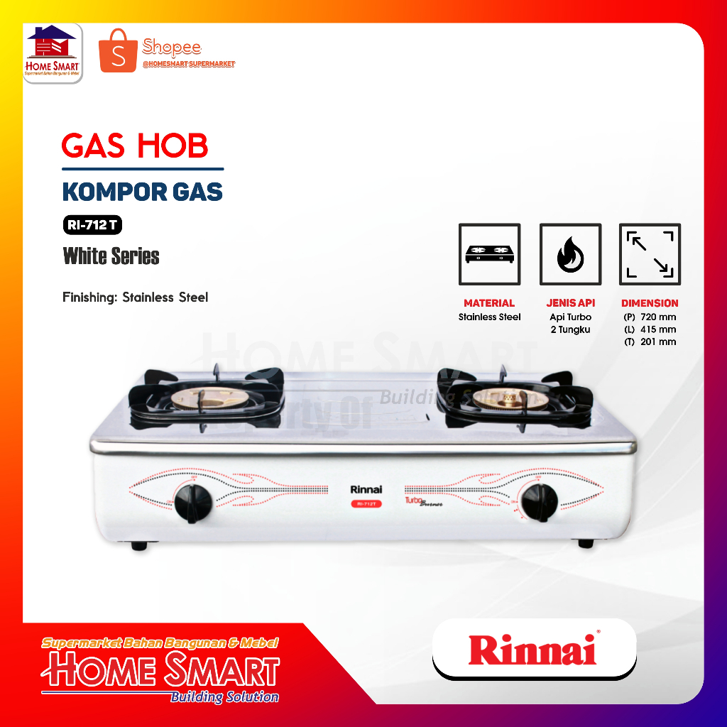 Jual Kompor Rinnai RI-712T / Kompor Gas 2 Tungku RI-712T Api Turbo ...
