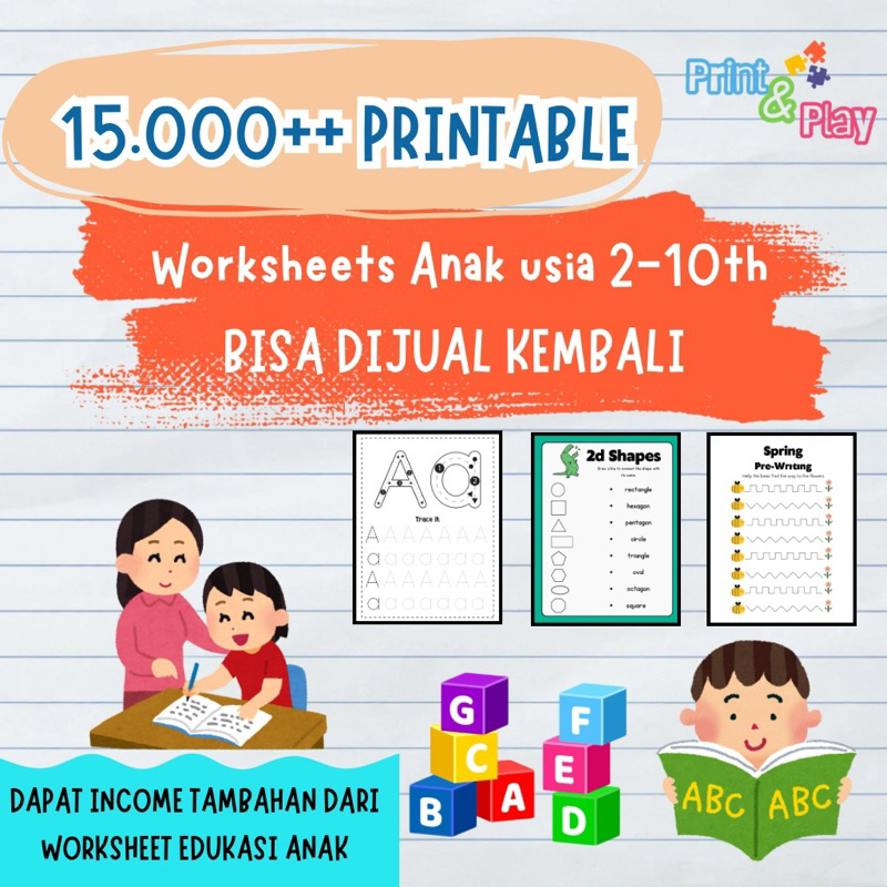 Jual Printable Worksheet Anak 15.000+ lembar edukatif dan kreatif untuk ...