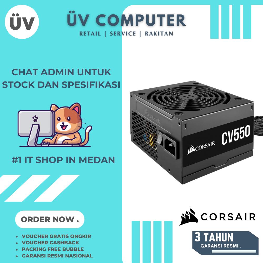 Jual Internal Power Supply PSU PC Komputer Corsair CV550 550W | Black ...