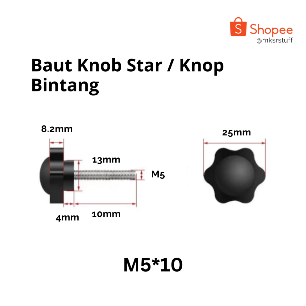 Jual M5 - Baut Knob Star / Knop Bintang | Shopee Indonesia