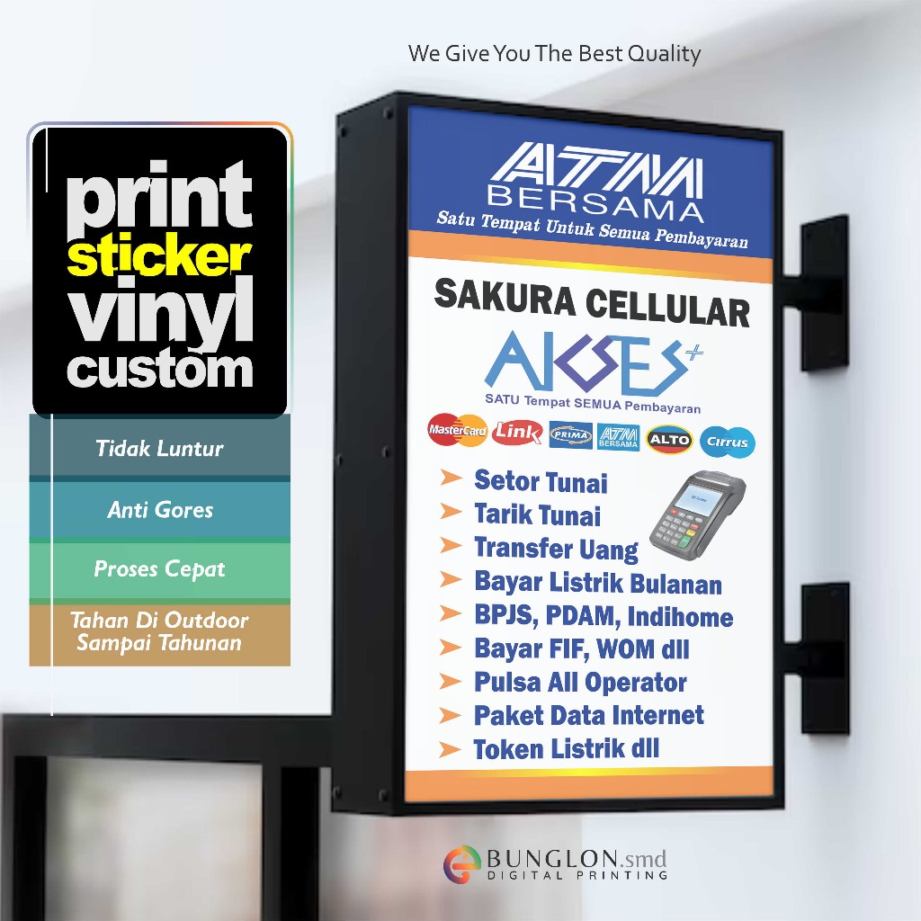 Jual PRINT CETAK STICKER PLANG TOKO ATM BERSAMA CUSTOM DESAIN | Shopee ...