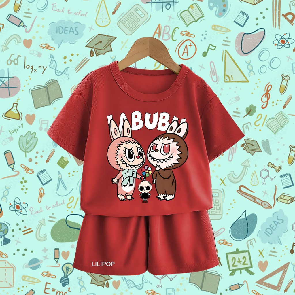 Jual Baju Anak Stelan Usia 1-10 Tahun Labubu Monster Katun Kombet 24s ...