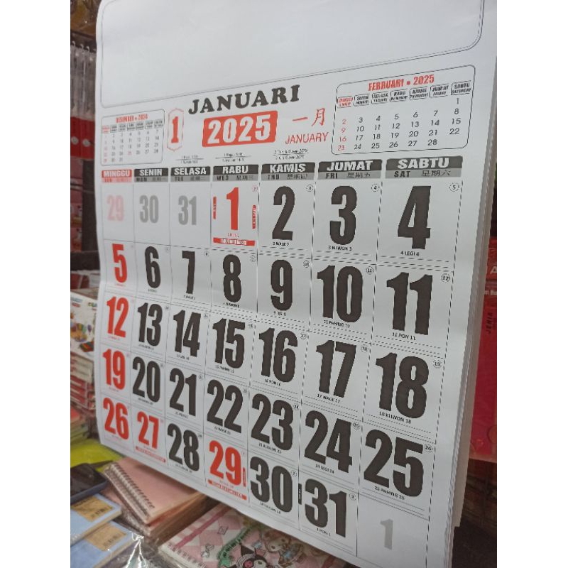 Jual kalender kerja angka jumbo ukuran jumbo 2025 | Shopee Indonesia