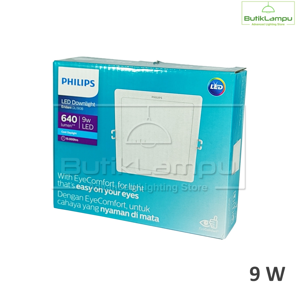 Jual Lampu Philips Downlight Eridani Square Kotak 9w 9 Watt Inbow ...
