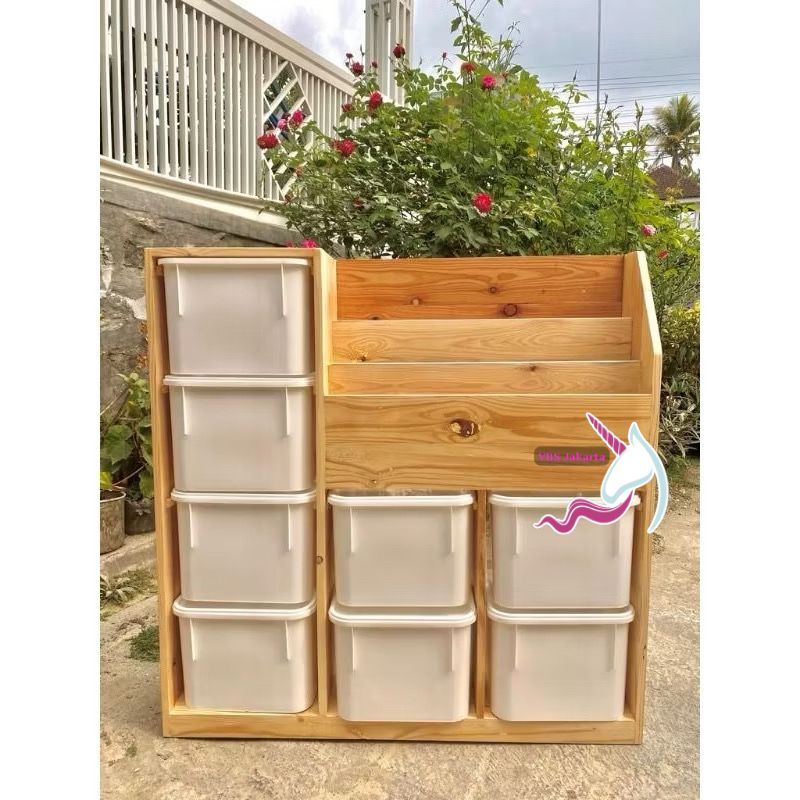 Jual JUMBO RAK KAYU STORAGE MAINAN 2in1 RAK BUKU WOODEN JATI BELANDA ...