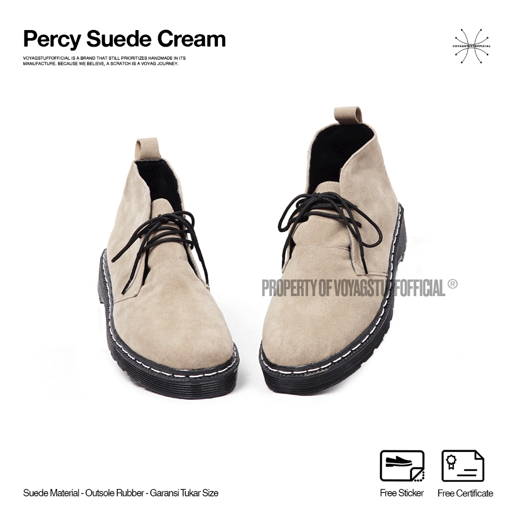 Jual Voyagstuffofficial - Percy Boots 2Hole Suede Cream Pria | Shopee ...