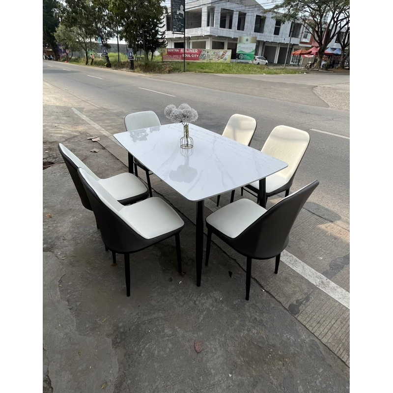 Jual meja makan granit / meja makan estetik / meja makan aestethic ...