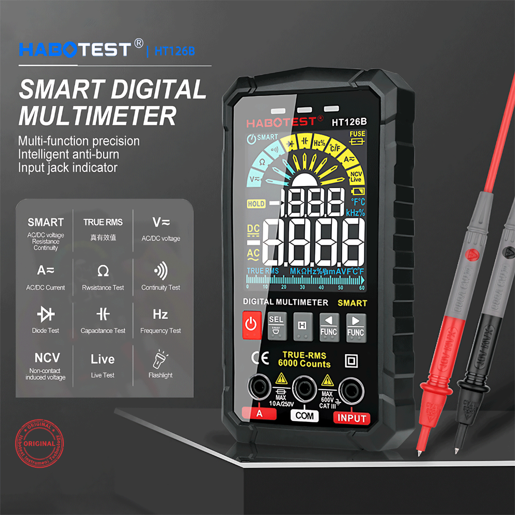 Jual HABOTEST HT126 B Multimeter 600V AC DC Detektor Tegangan 6000 NCV ...