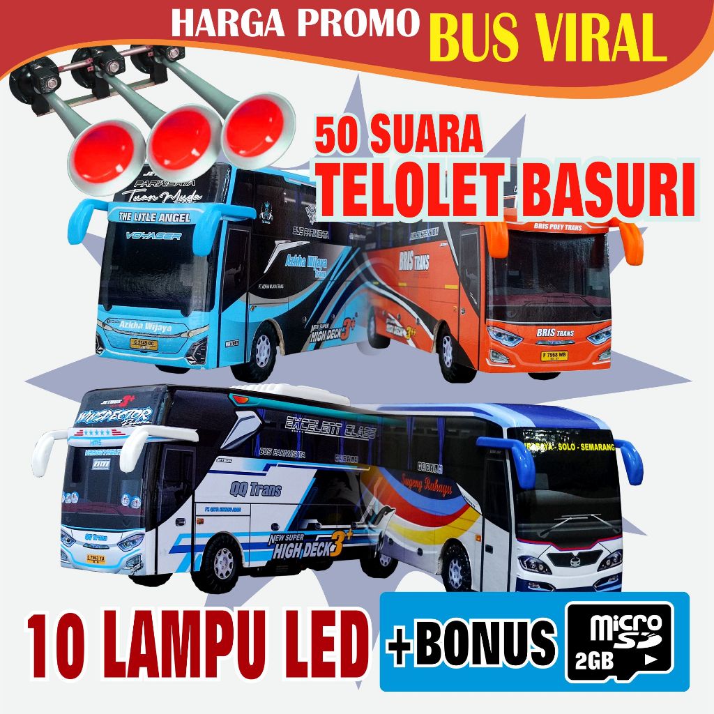 Jual PROMO MAINAN MINIATUR BUS VIRAL FULL LAMPU TELOLET BASURI RAMADHAN SALE | Shopee Indonesia