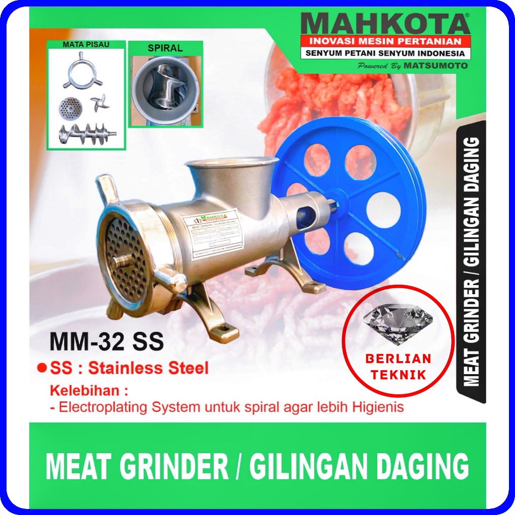 Jual Alat Gilingan Daging Meat Mincer Mahkota MM No 32 Stainless Heavy ...