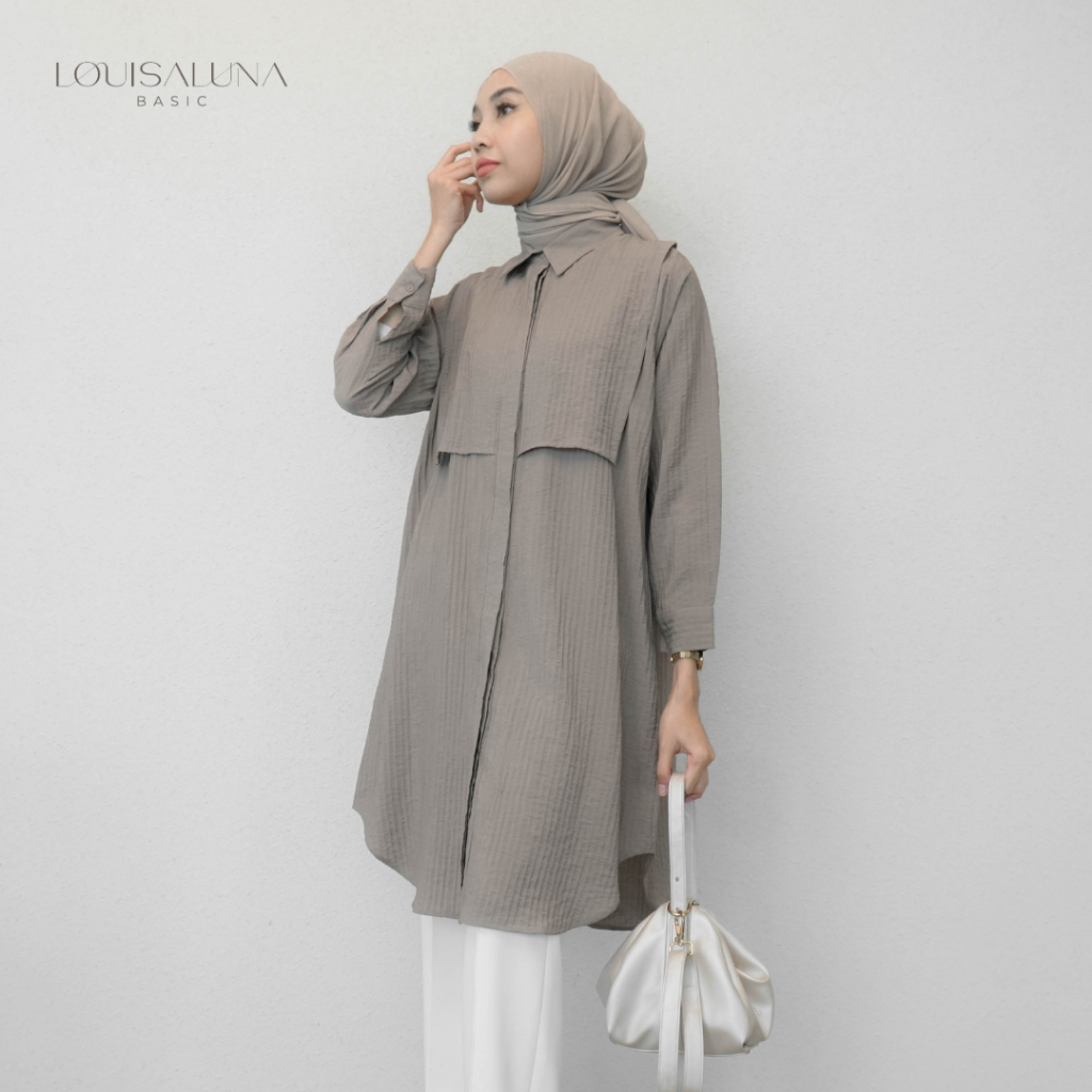 Jual Tunik Panjang Wanita - Lura Tunik - Katun Foam Stripe - Adem & Nyaman - LOUISALUNA BASIC ...
