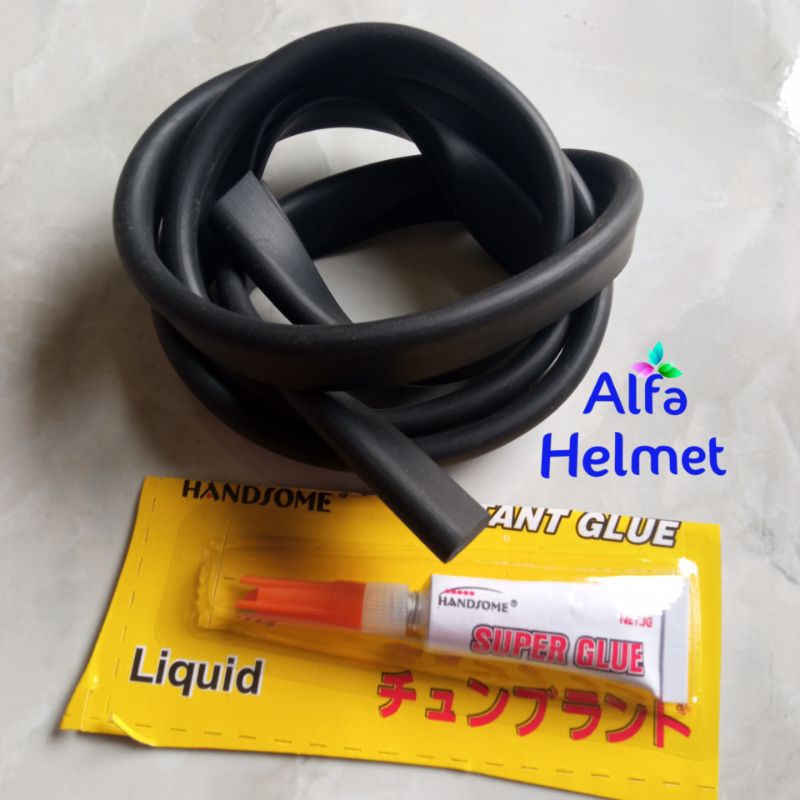 Jual Paket Lengkap List Karet Helm Hitam Lebar 1,5cm + Lem List Karet ...