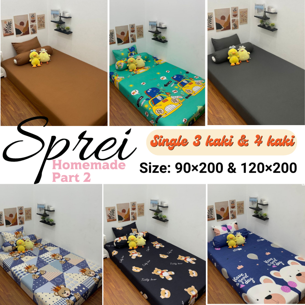 Jual (Part 2) Sprei Single Set Ukuran 90x200x20cm 120x200x20cm 3kaki ...