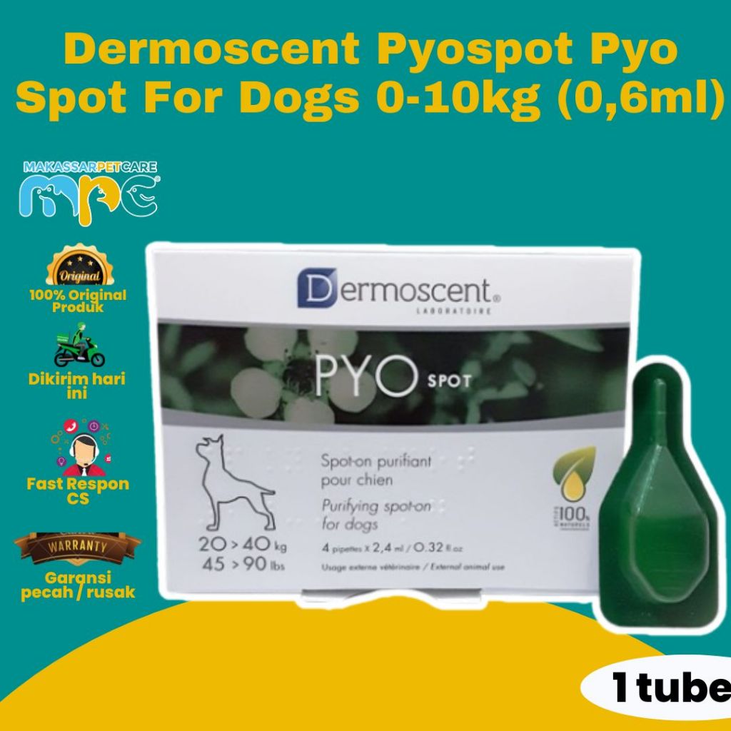 Jual Premium Dermoscent Pyospot Pyo Spot For Dogs 1 Pippet Kualitas ...