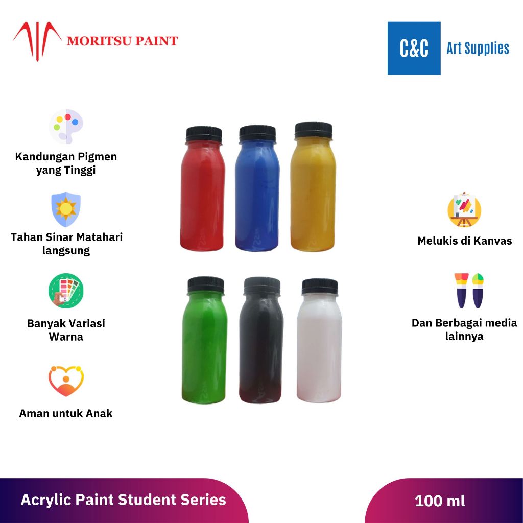 Jual Cat Akrilik Set Moritsu Acrylic Paint Student Edition 100ml ...