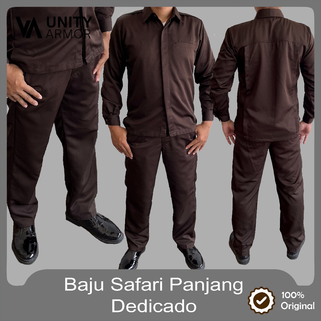 Jual Seragam Safari Satpam / security coklat panjang / Seragam Safari ...