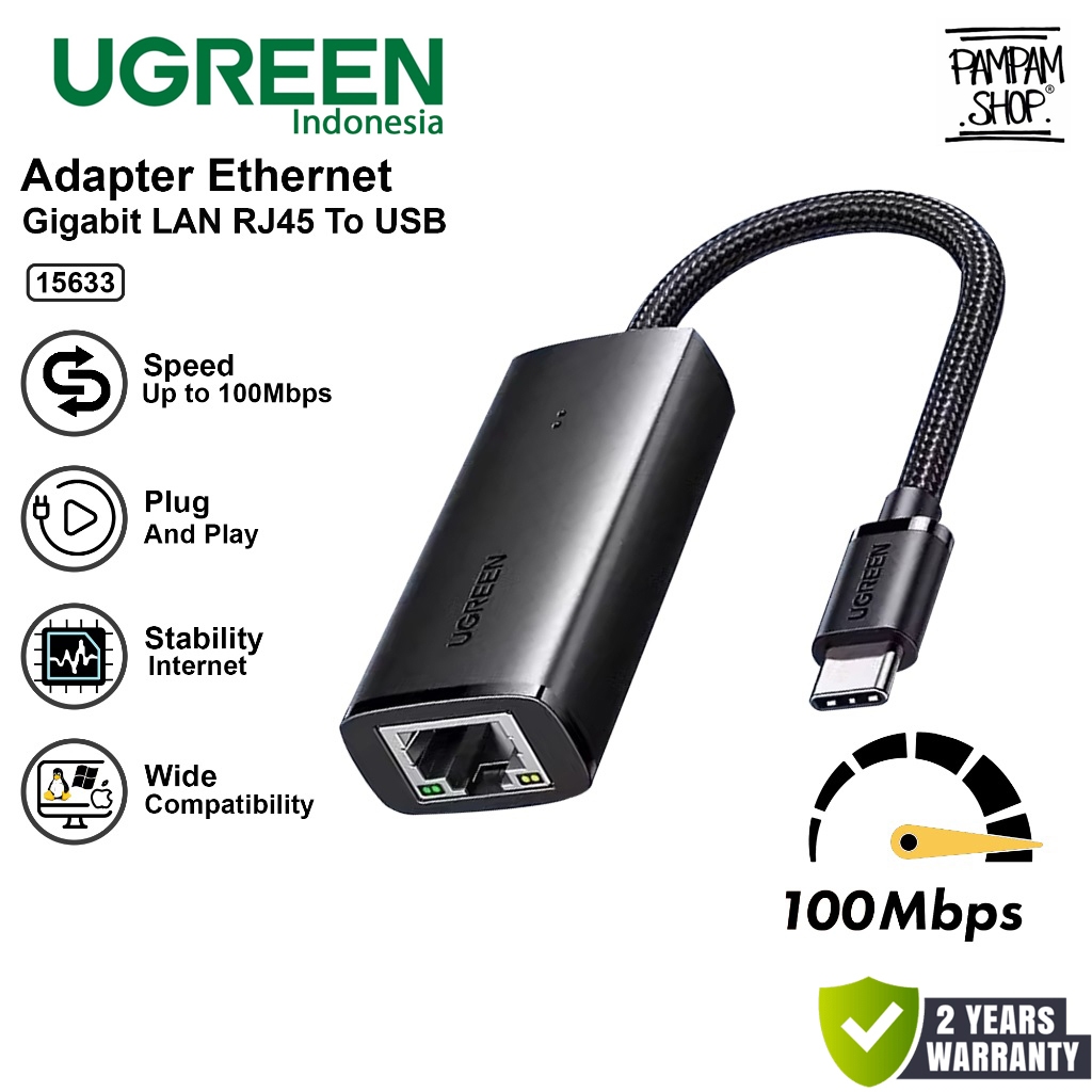 Jual UGREEN 15633 Ethernet Adapter Type C to RJ45 LAN Gigabit up to 100 ...