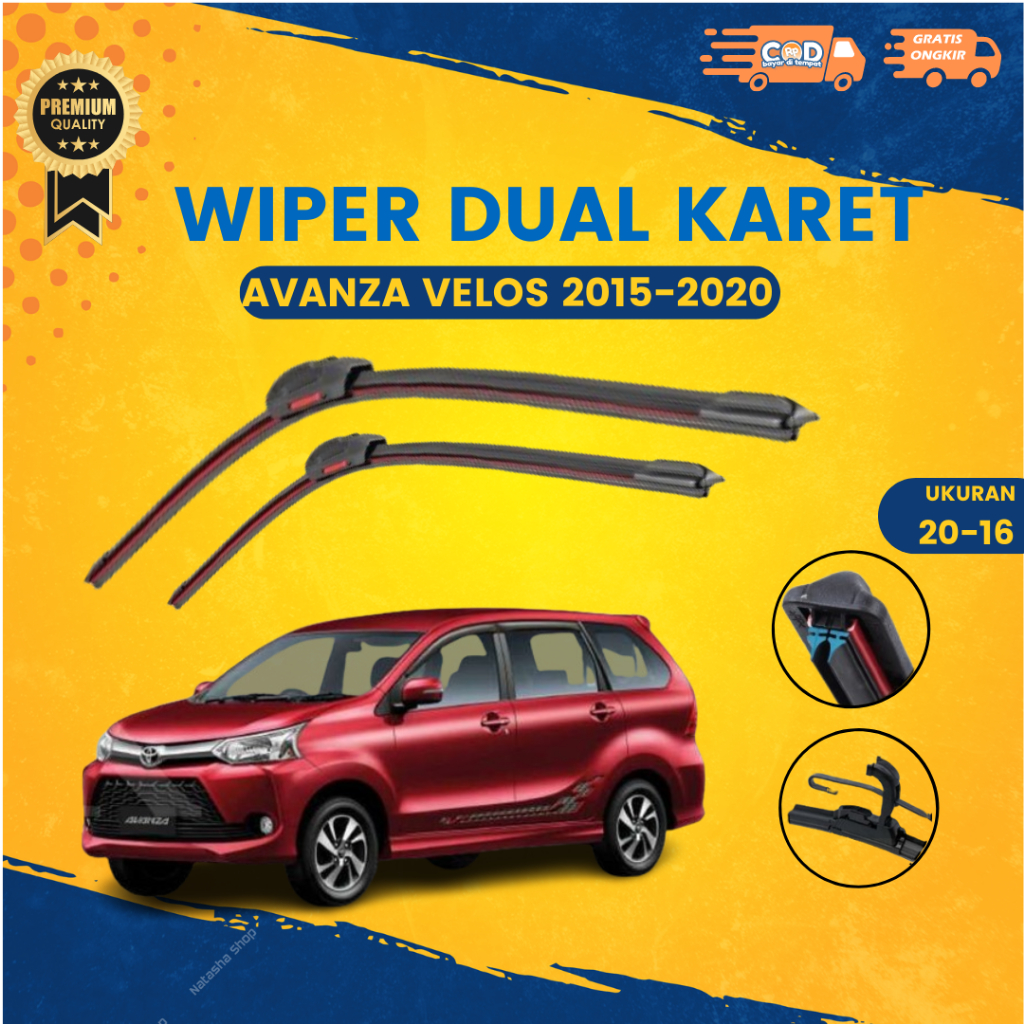 Jual Wiper Dual Karet Double Blade AVANZA VELOZ 2015-2020 Ukuran 20 ...
