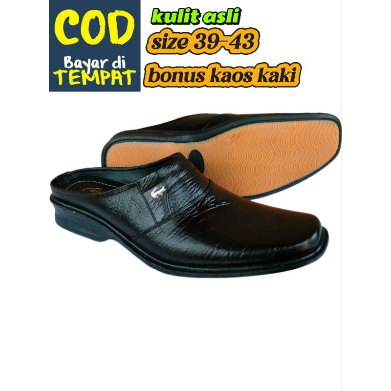 Jual Sepatu sandal pria kulit asli sapi model slop pantofel formal ...