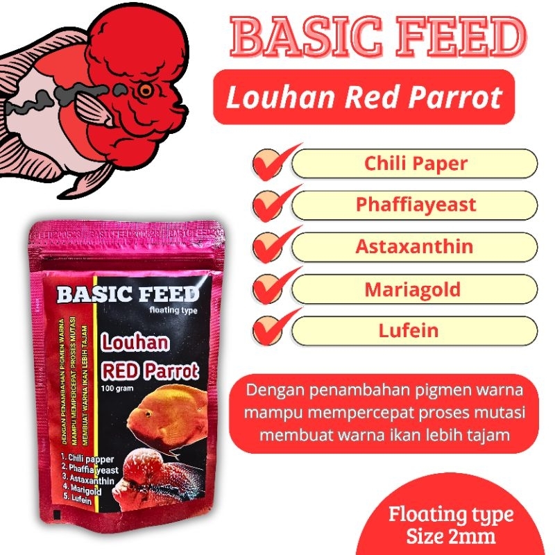 Jual pelet ikan louhan red parrot 100gram | makanan ikan blood red ...