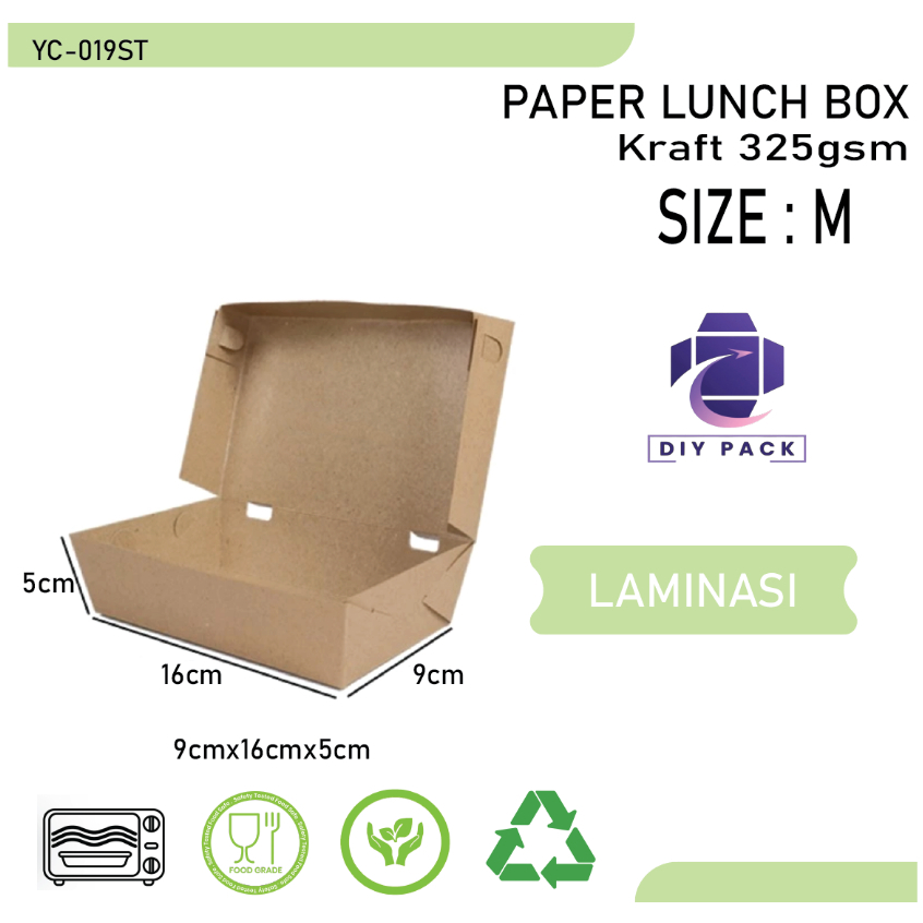 Jual PAPER DELI BOX FOOD (MODEL 2 SIZE M YC-019ST KRAFT 325 GSM) PAIL ...