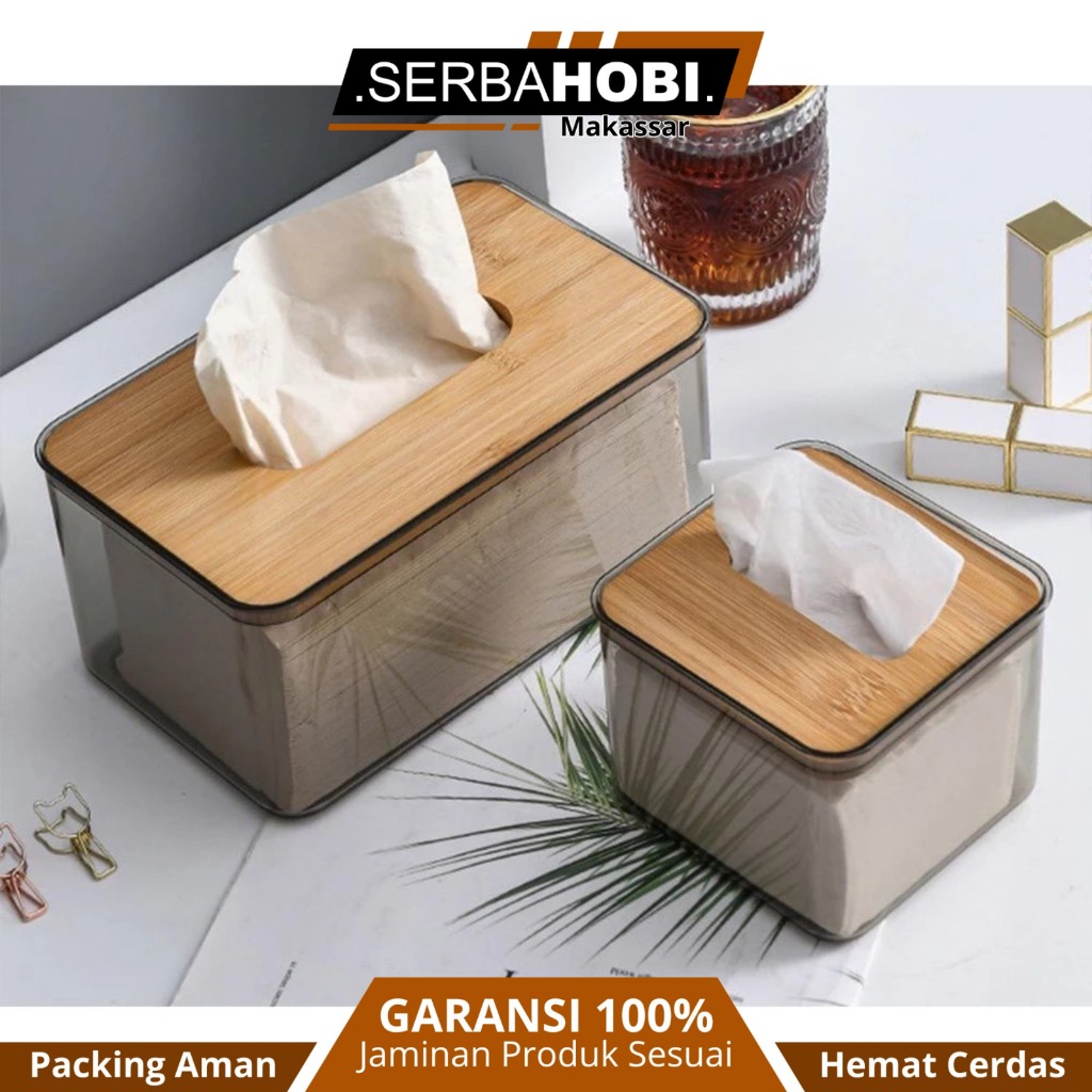 Jual Tempat Tisu Aesthetic / Kotak Tissue Kayu Transparan Modern ...