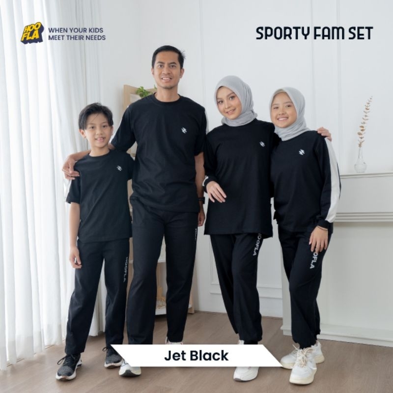 Jual SET BAJU OLAHRAGA ANAK DAN DEWASA SPORTY FAM SET JET BLACK BAJU ...