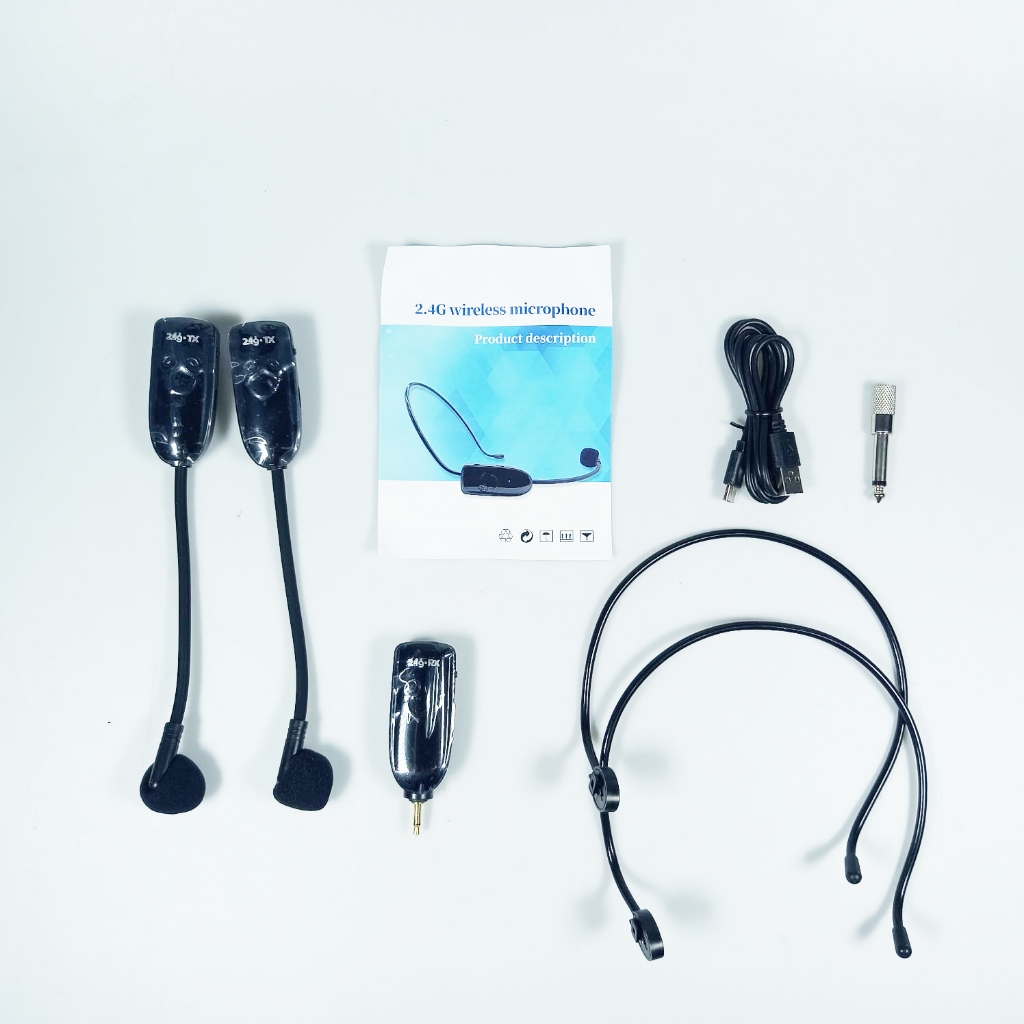Jual EGROW TaffSTUDIO Wireless Microphone Headset 2.4GHz 2 PCS with Receiver - HX-W021 - Black ...