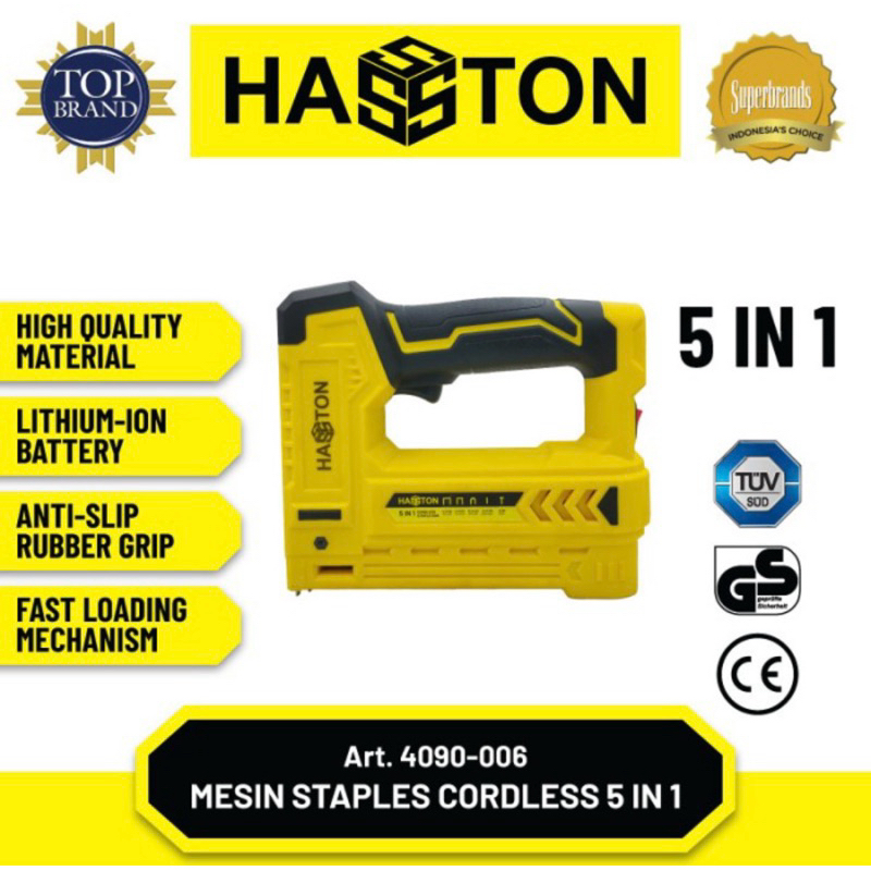 Jual Mesin Cordless Stapler Nailer Hasston Staples Paku Tembak Baterai 5in1 | Shopee Indonesia